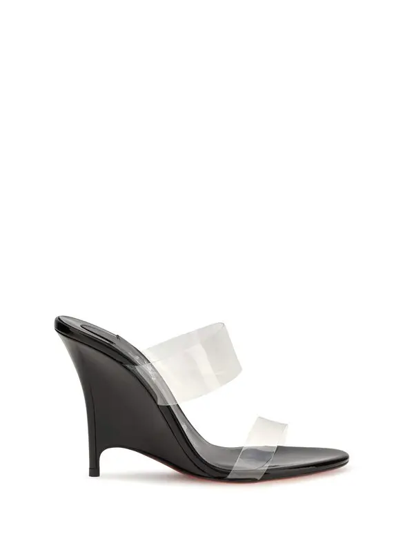 CHRISTIAN LOUBOUTIN Solo Zee Sculptural Wedge Mules - Black
