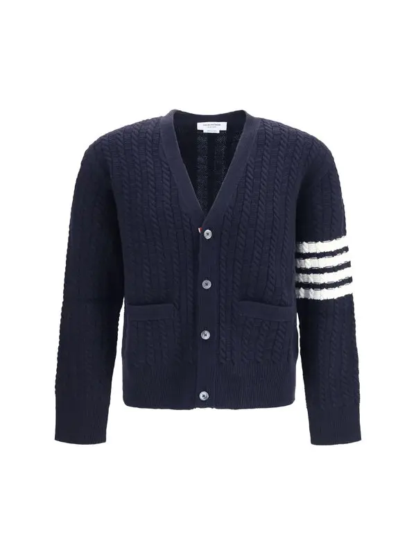 Thom Browne V-neck Sweater With Anchor Embroidery - Blue