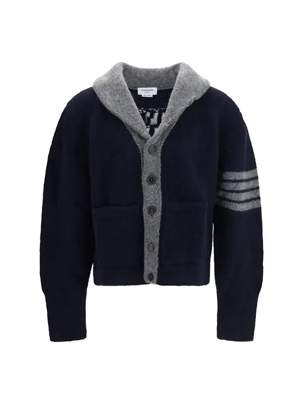 Thom Browne Browne 65 Hooded Jersey Cardigan - Blue