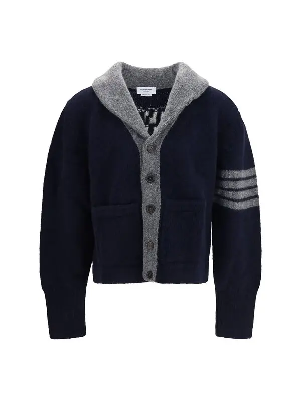 Thom Browne Hooded Cardigan - Blue