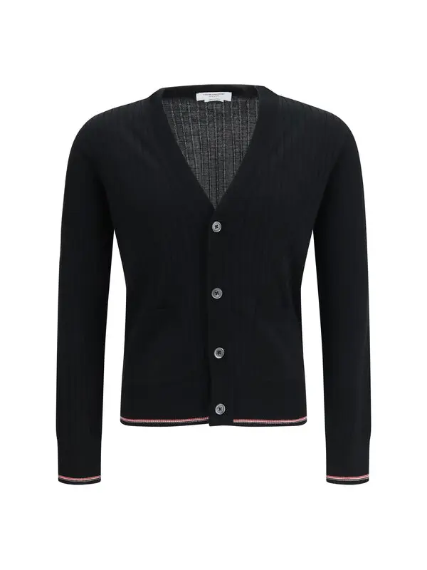 Thom Browne Ribbed Merino Wool V-neck Cardigan