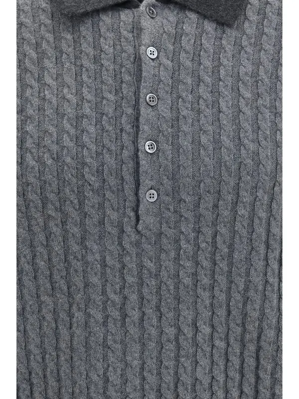 Thom Browne 4-bar Cable-knit Long-sleeve Polo Sweater