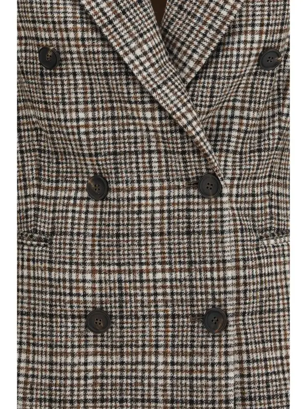 Brunello Cucinelli Double-breasted Alpaca And Wool Blend Jacket - Multicolor