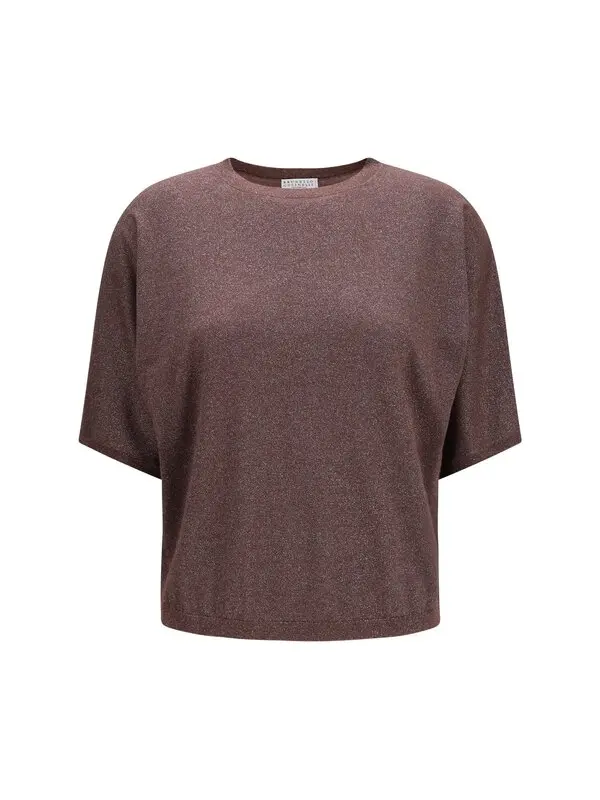 Brunello Cucinelli Short-sleeve Cashmere And Silk Sweater - Purple