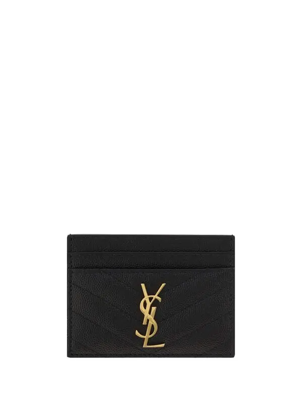 Saint Laurent Matelassé Leather Cardholder - Black