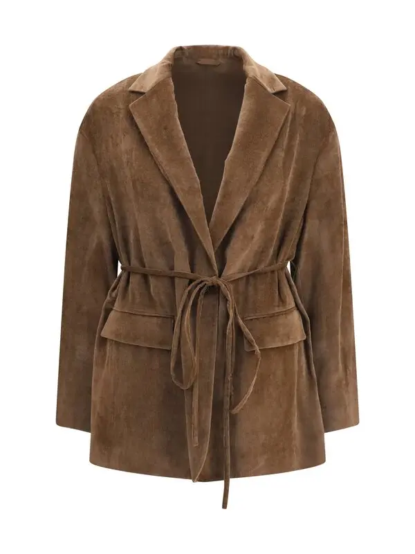 Brunello Cucinelli Cashmere-blend Jacket With Drawstrings - Brown