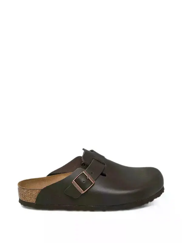 BIRKENSTOCK Boston Leather Flat Mules - Brown