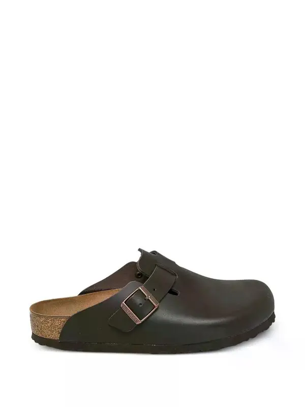 BIRKENSTOCK Boston Leather Flat Mules - Brown