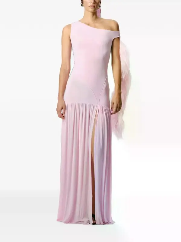 MANURI Maxi Dress With Feather Detail - Pink