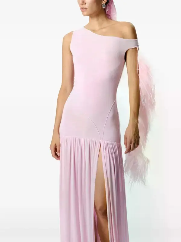MANURI Maxi Dress With Feather Detail - Pink