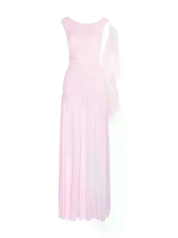 MANURI Maxi Dress With Feather Detail - Pink