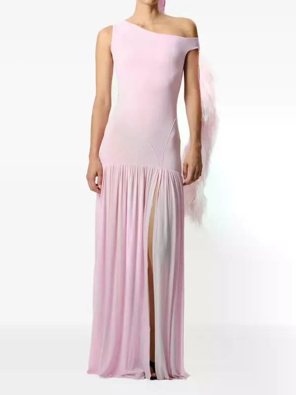 MANURI Maxi Dress With Feather Detail - Pink