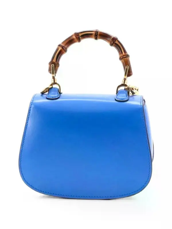 Gucci Bamboo 1947 Top Handle Bag Leather Mini Shoulder Bag - Blue