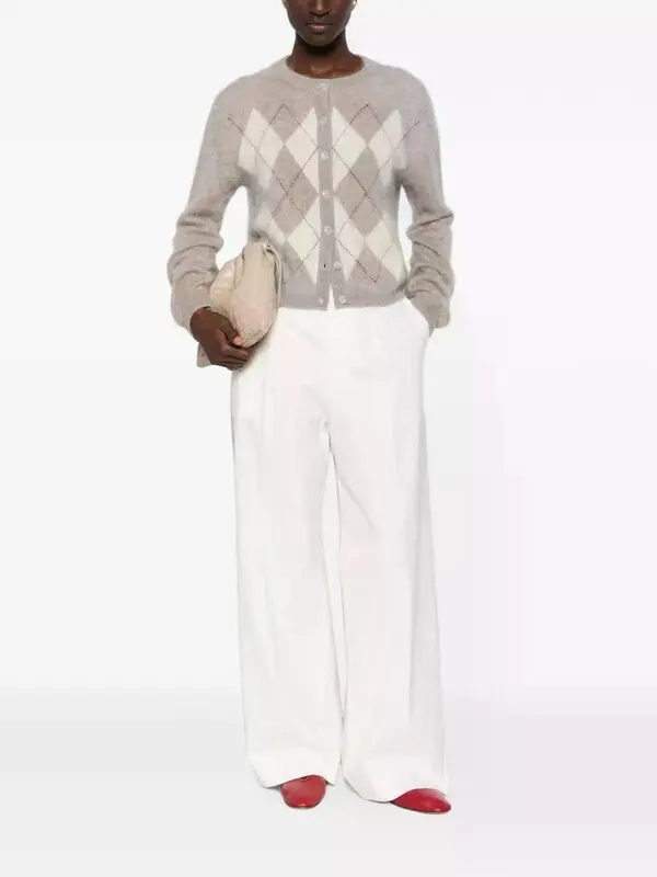 Soft Goat Argyle Cashmere Cardigan