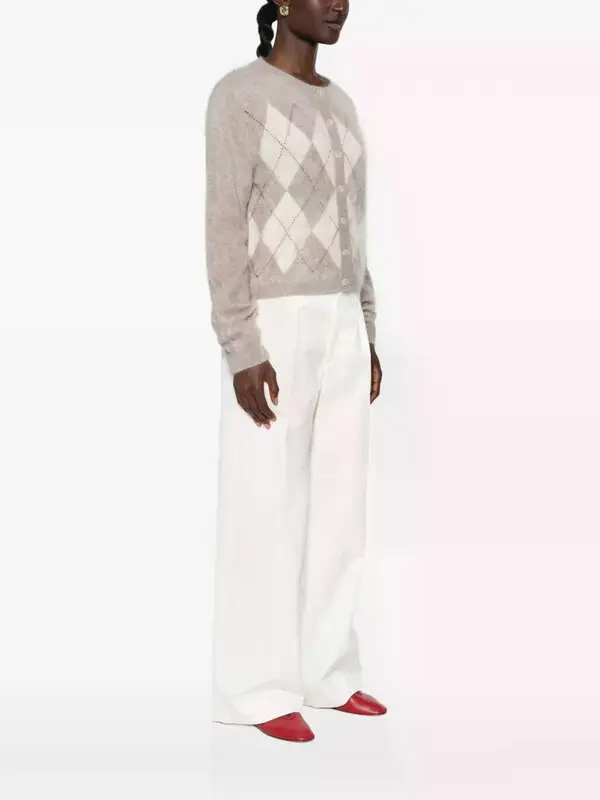 Soft Goat Argyle Cashmere Cardigan