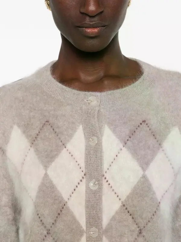 Soft Goat Argyle Cashmere Cardigan
