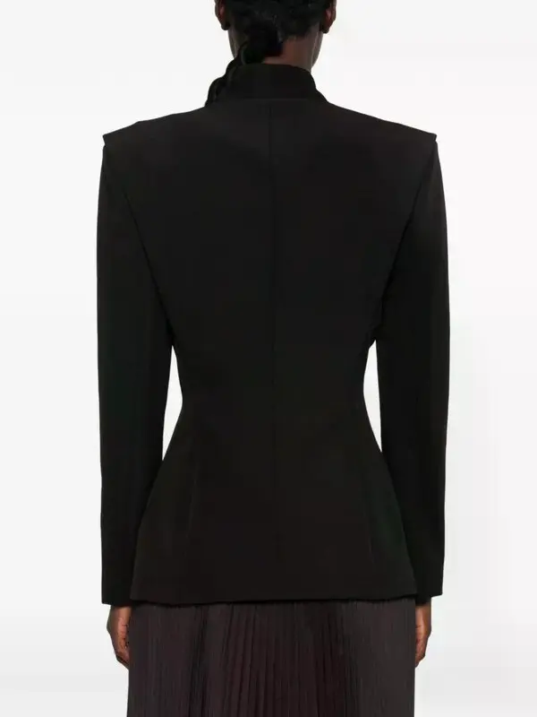 Imperial Padded-shoulder Single-breasted Jacket - Black
