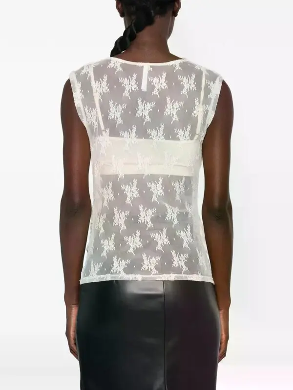 Imperial Floral-lace Draped Sleeveless Top