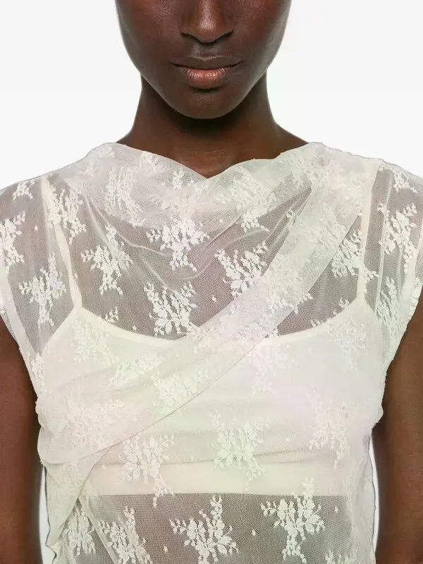 Imperial Floral-lace Sleeveless Top - Neutrals