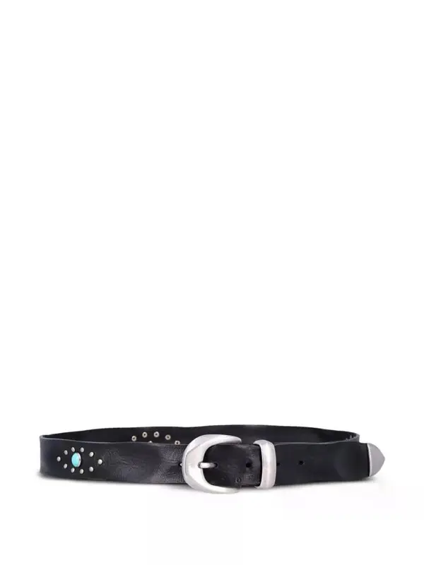 MANCINI 1979 Stud-embellished Leather Belt - Black