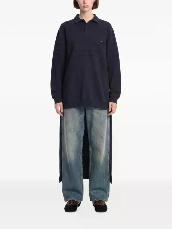 DARKPARK Long Sleeve Polo Shirt With Asymmetric Hem