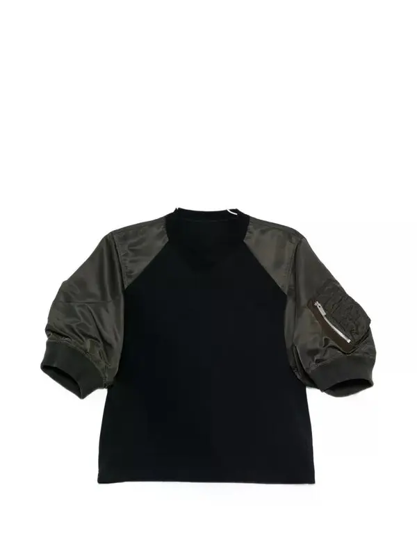 Sacai Panelled Puff-sleeve T-shirt - Black