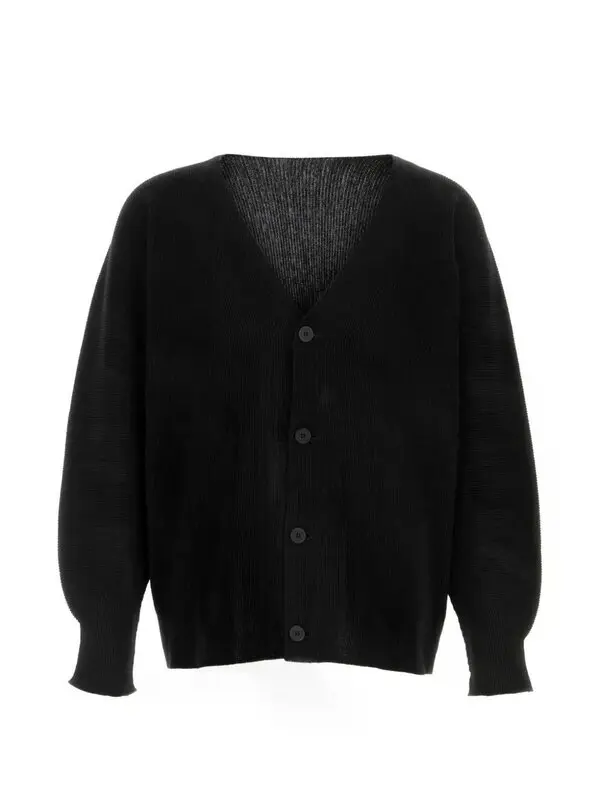 Issey Miyake Plissé-effect V-neck Cardigan