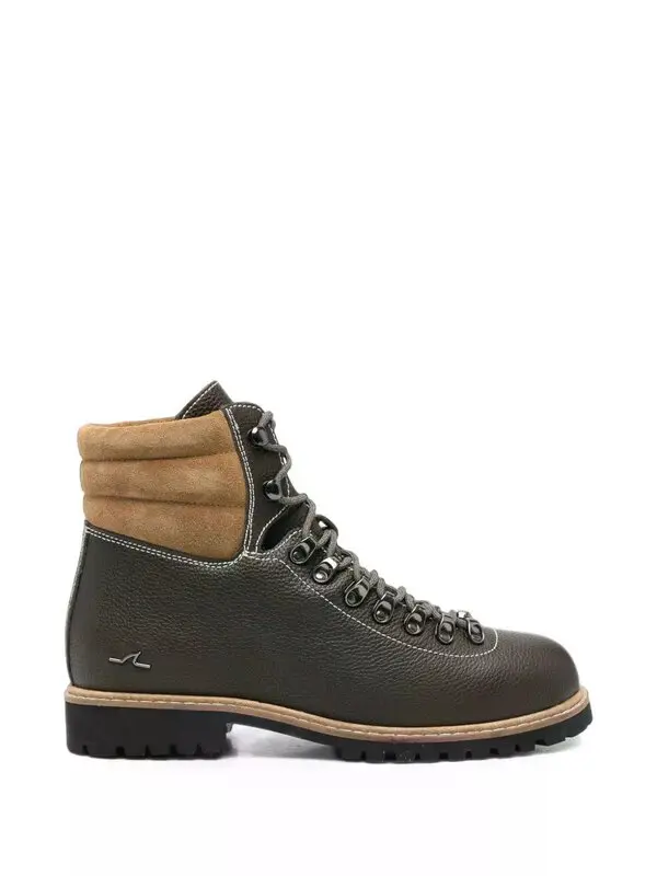 Paul & Shark Panelled Grained Leather Lace-up Boots