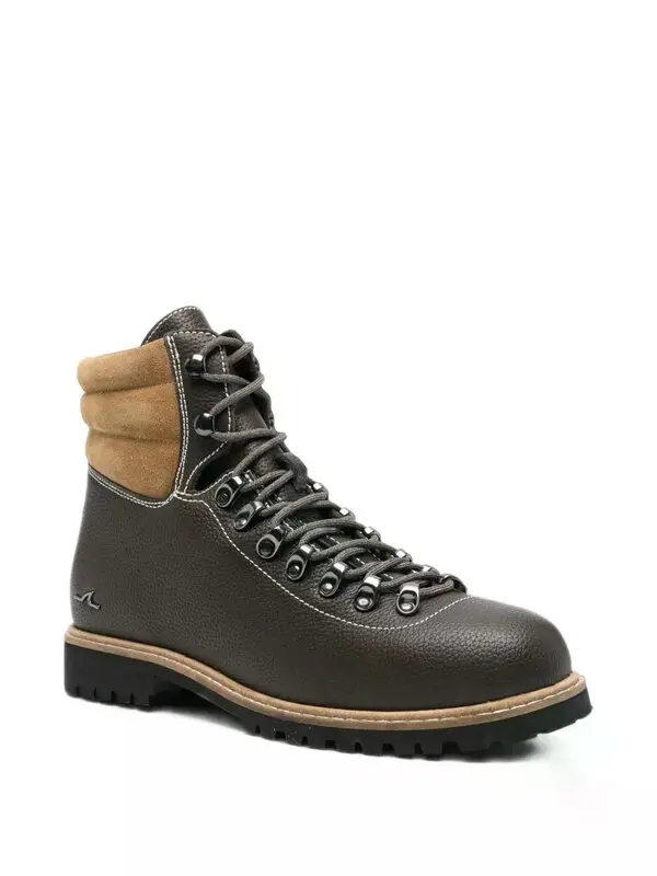 Paul & Shark Panelled Grained Leather Lace-up Boots