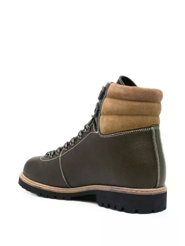 Paul & Shark Panelled Grained Leather Lace-up Boots