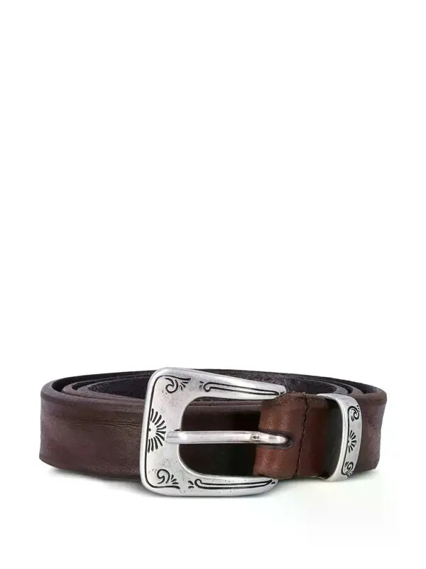 MANCINI 1979 William Engraved Leather Belt - Brown