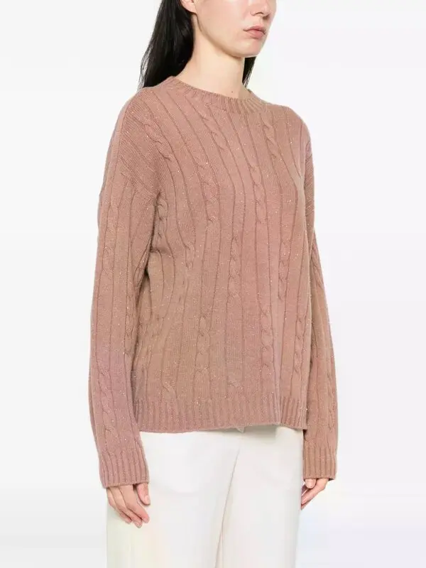 Peserico Cable-knit Sequin-embellished Sweater
