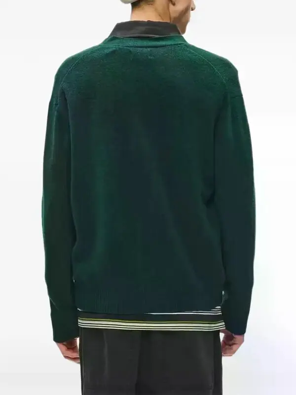 Wood Wood Logo-patch V-neck Cardigan