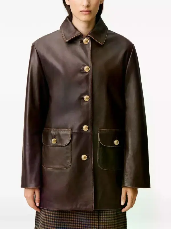 Claudie Pierlot Leather Button-up Jacket