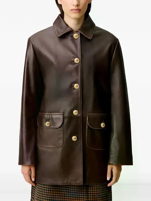 Claudie Pierlot Leather Button-up Jacket