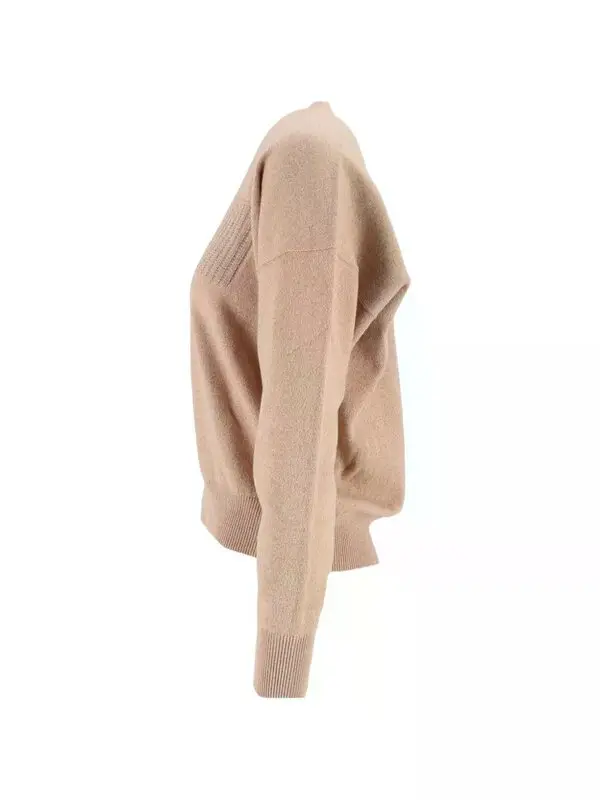 Peserico V-neck Knitted Sweater With Chest Patch Pocket - Neutrals