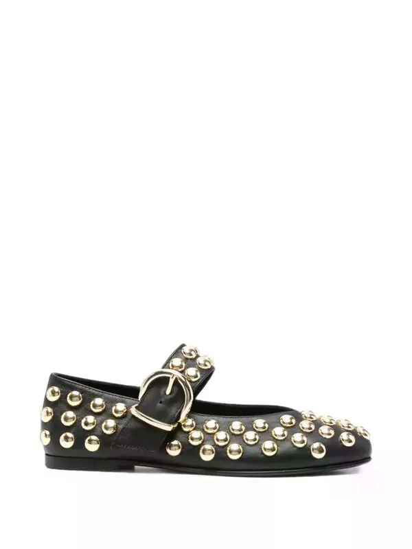 Liviana Conti Stud-embellished Buckle-fastening Ballet Flats - Black