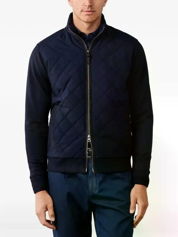 HACKETT  Quilted-panel Zip-up Sweatshirt