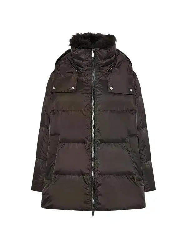 YVES SALOMON Fur-trim Hooded Jacket - Brown