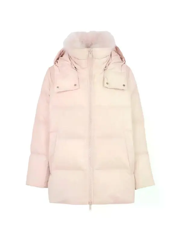 YVES SALOMON Fur-trim Hooded Jacket - Pink