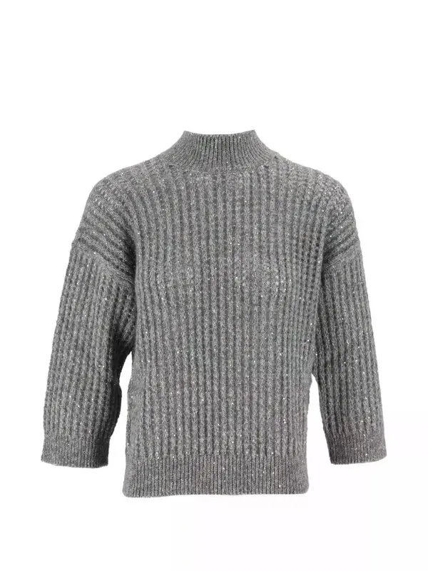 Peserico Sequin-embellished Ribbed-knit Sweater