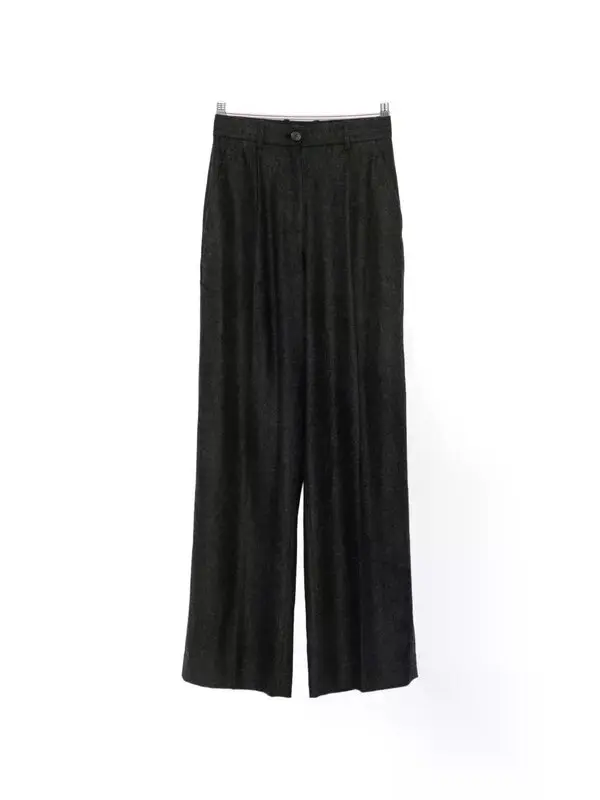 Soft Goat Pleated Wide-leg Trousers