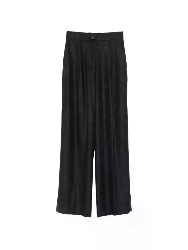 Soft Goat Pleated Wide-leg Trousers