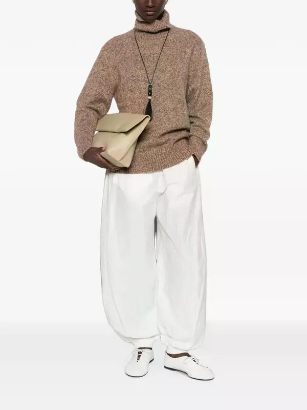 Soft Goat Marled Turtleneck Sweater - Brown