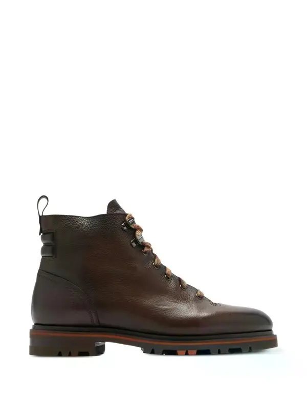 Santoni Lace-up Leather Ankle Boots