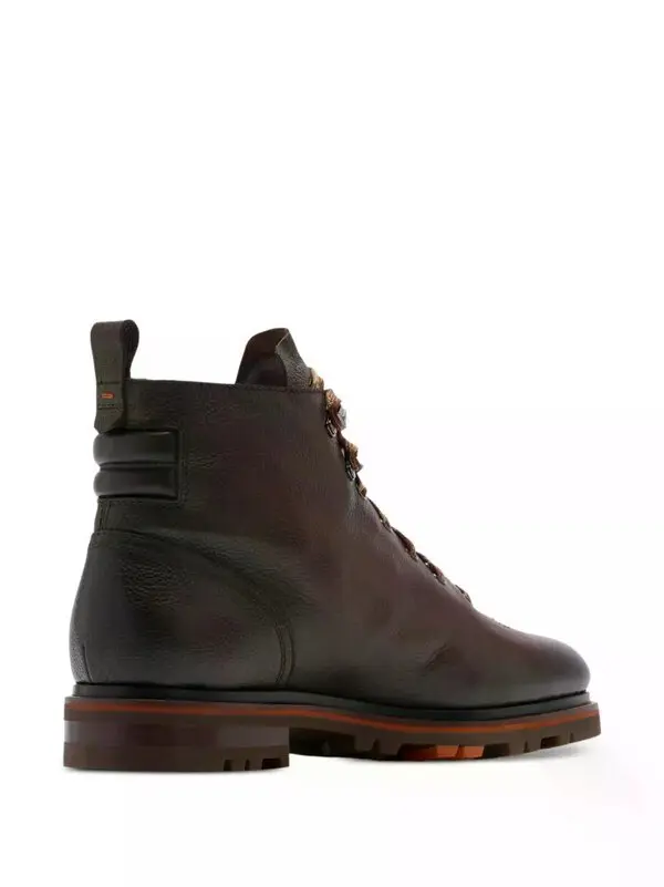Santoni Lace-up Leather Ankle Boots