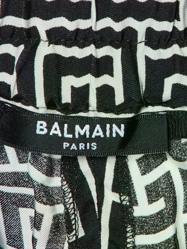 Balmain Monogram Print Wide-leg Trousers
