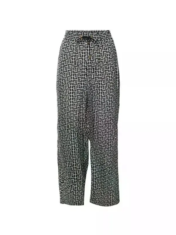 Balmain Monogram Print Wide-leg Trousers