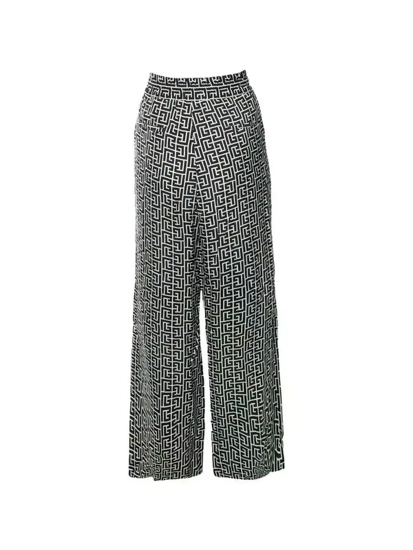 Balmain Monogram Print Wide-leg Trousers