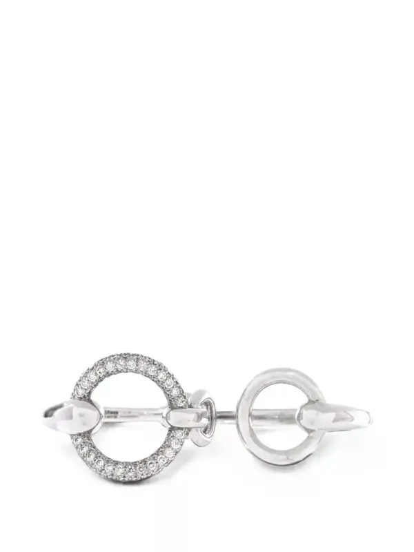 Hermès Filet D'or Double 18k White Gold With Diamonds Large Ring